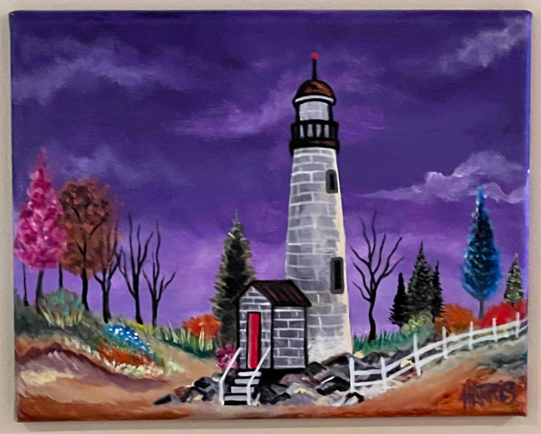Cape Poge Lighthouse Painting 8x10 – Hand Painted Acrylic Art on Canvas ...