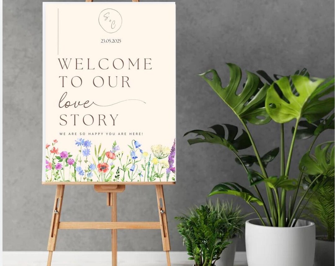 Floral Aesthetic Neutral Wedding Welcome Sign - Etsy