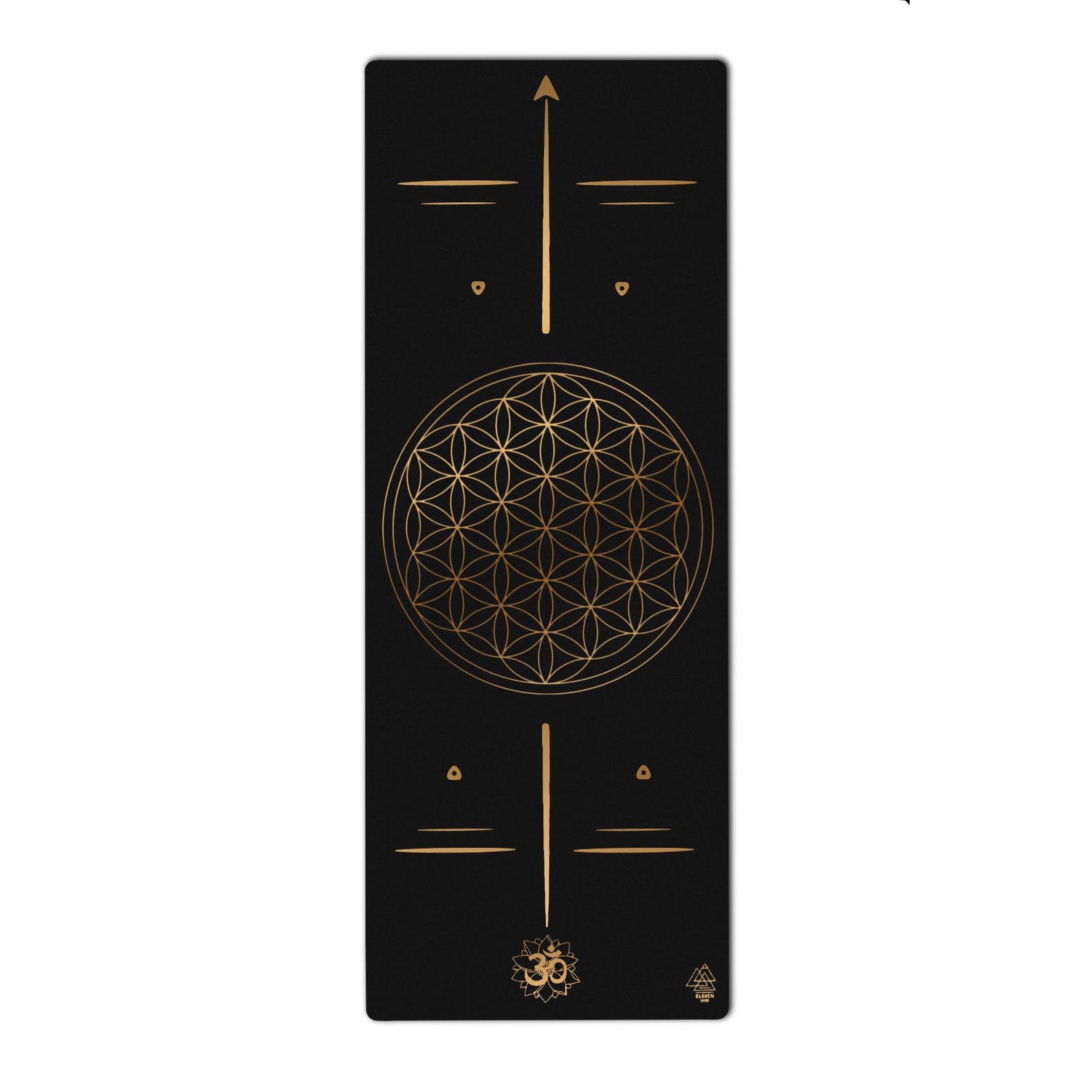 Premium Yoga Mat Black Gold Sacred Geometry Nonslip Rubber Alignment ...