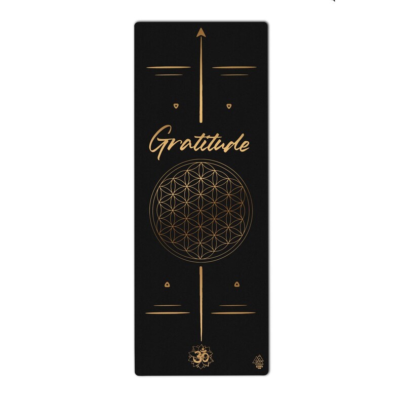 Sacred Geometry Yoga Mat Black Gold Flower of Life Ganesha Buddha ...