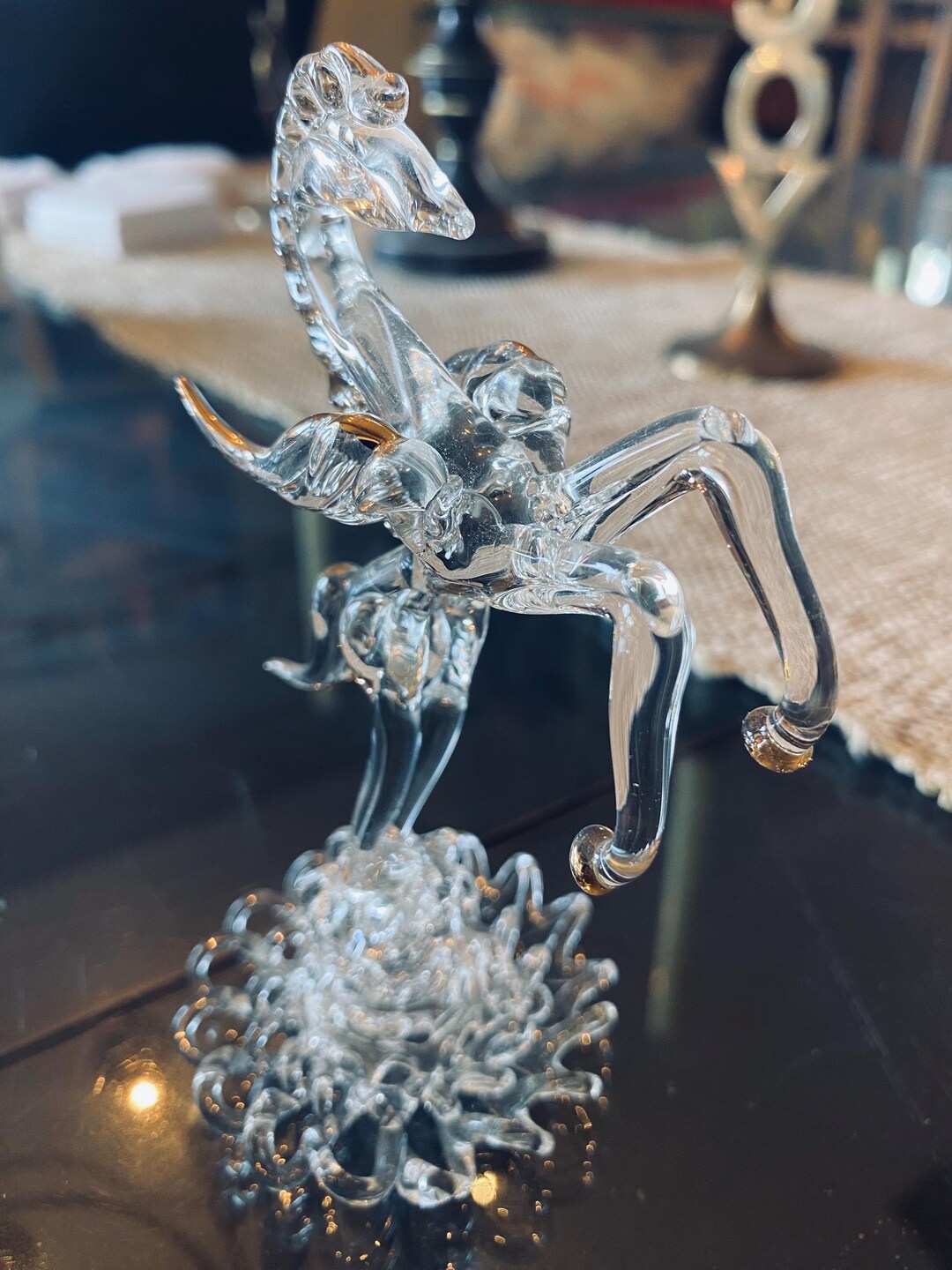 Vintage Mid-century Spun Glass Pegasus Sculpture - Etsy