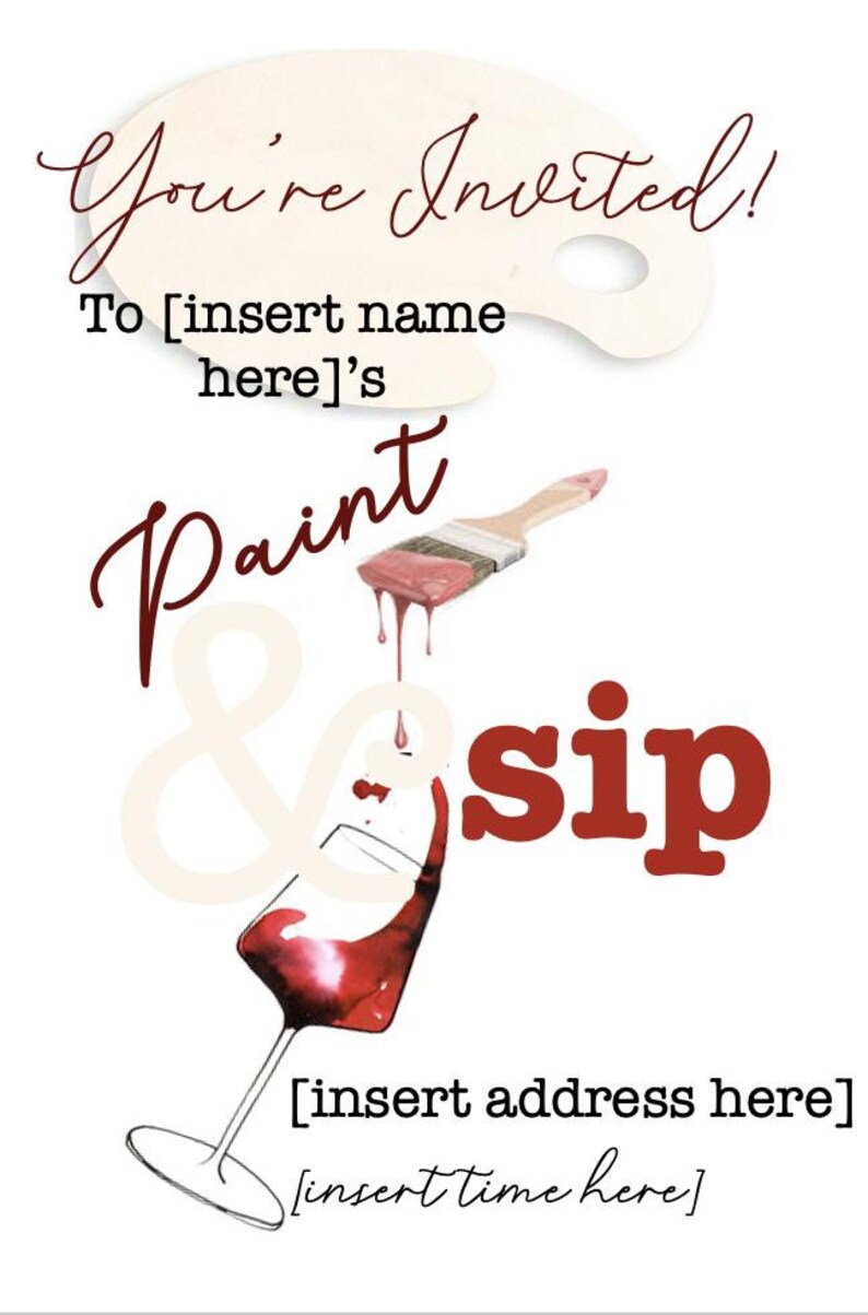 Paint and Sip Party Invite (customizable) Digital Download - Etsy