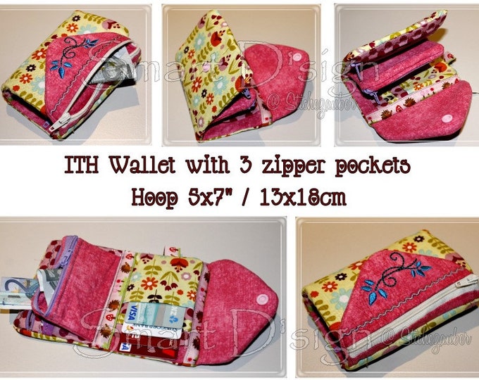 ITH WALLET Machine Embroidery Design Purse With 3 Zipper | Etsy