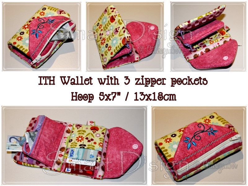 ITH WALLET Machine Embroidery Design Purse With 3 Zipper | Etsy UK