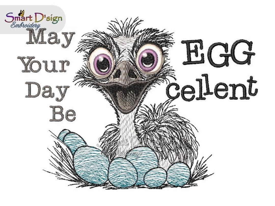 May Your Day Be Egg-cellent EMU Funny Doodle 5x7 Inch | 13x18 Cm ...