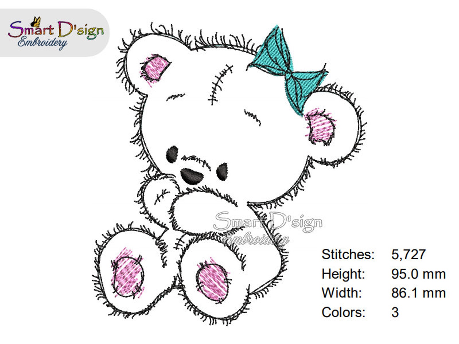 Set 3x TEDDY DOODLE APPLIQUES 4x4 inch Children Teddy | Etsy