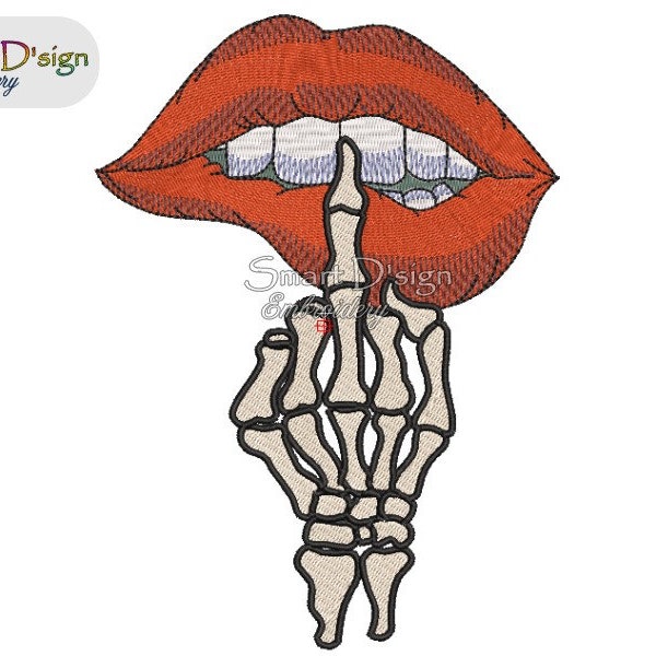 Skeleton Middle Finger Embroidery File - Etsy