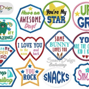 12x Lunch Box Notes Inspirations Encouragement Appliques Patches for ...