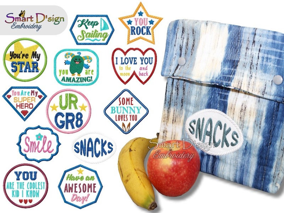 12x Lunch Box Notes Inspirations Encouragement Appliques Patches for ...
