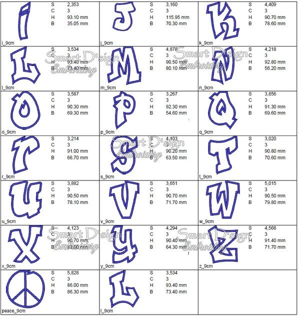 GRAFFITI ALPHABET and NUMBERS Mega Set 9 Cm Height - 4 Inch | Machine ...