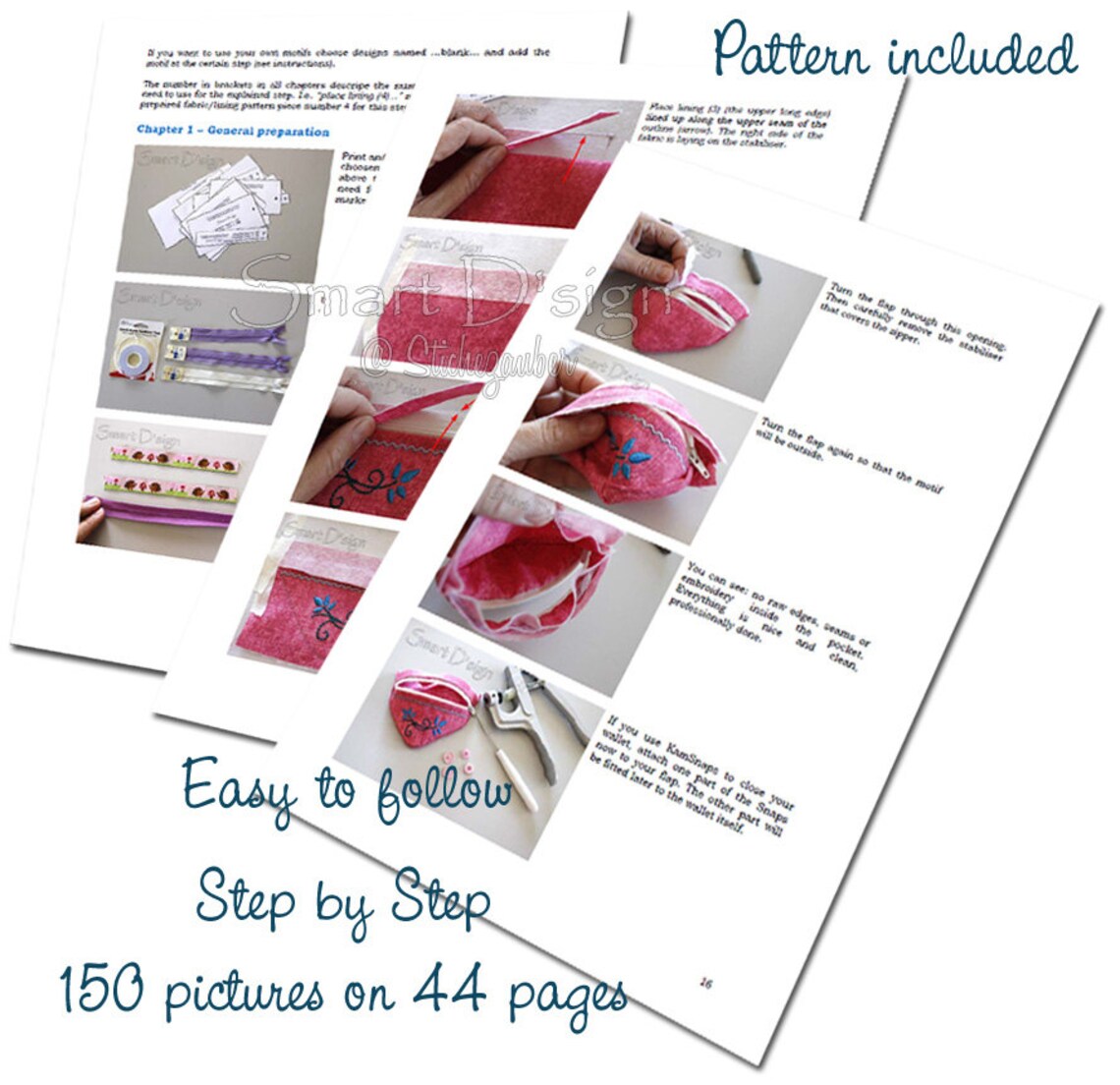 ITH WALLET Machine Embroidery Design Purse With 3 Zipper - Etsy UK