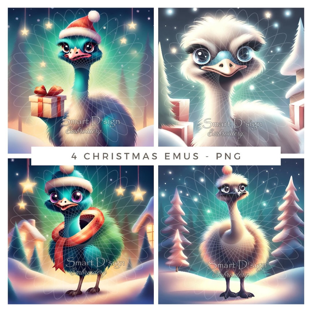 4 Christmas Emu Bundle PNG No 2 | AUSSIE ANIMALS | Digital Download ...