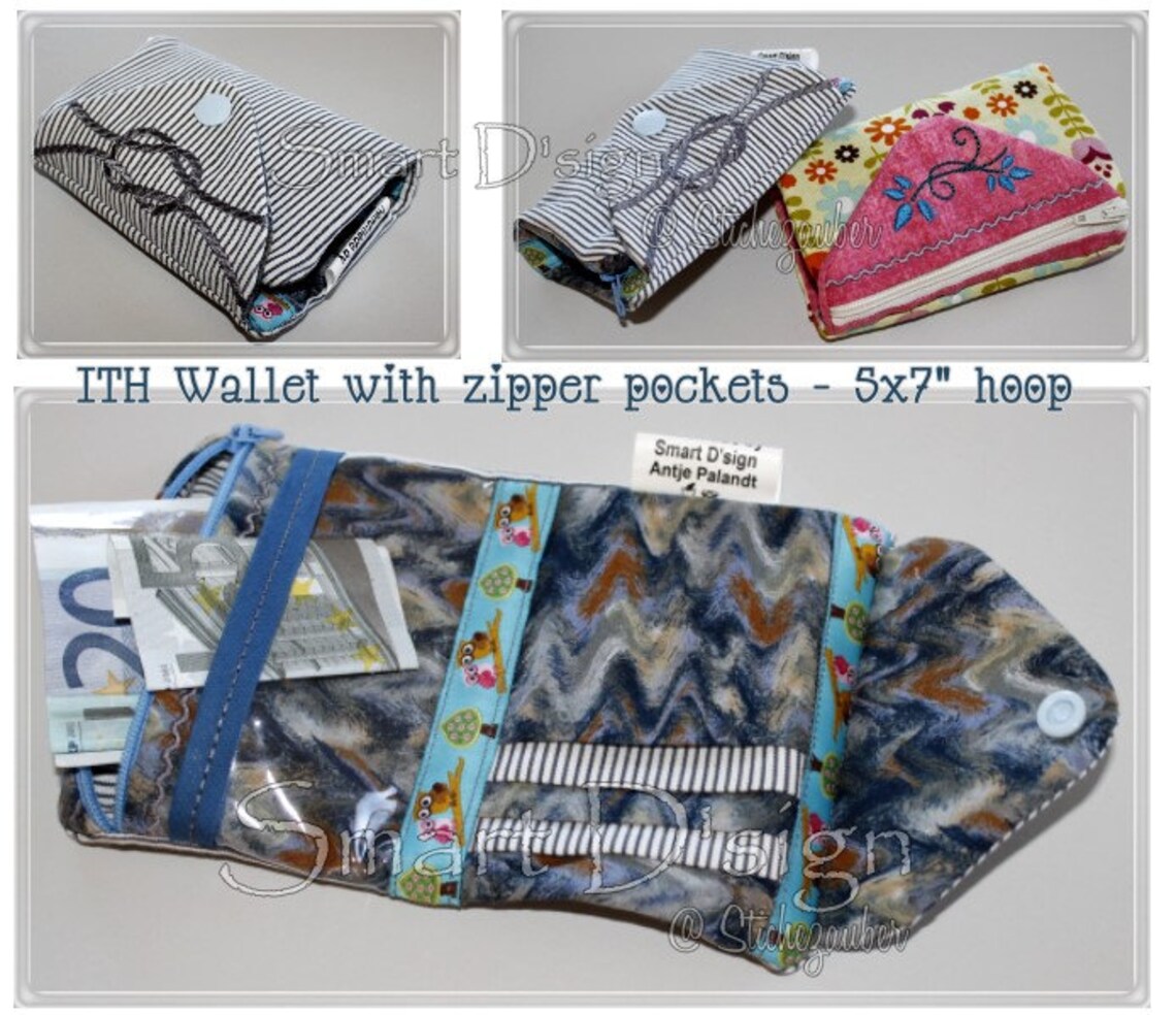 ITH WALLET Machine Embroidery Design Purse With 3 Zipper | Etsy UK