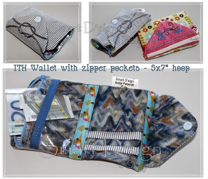 ITH WALLET Machine Embroidery Design Purse With 3 Zipper Pockets File ...