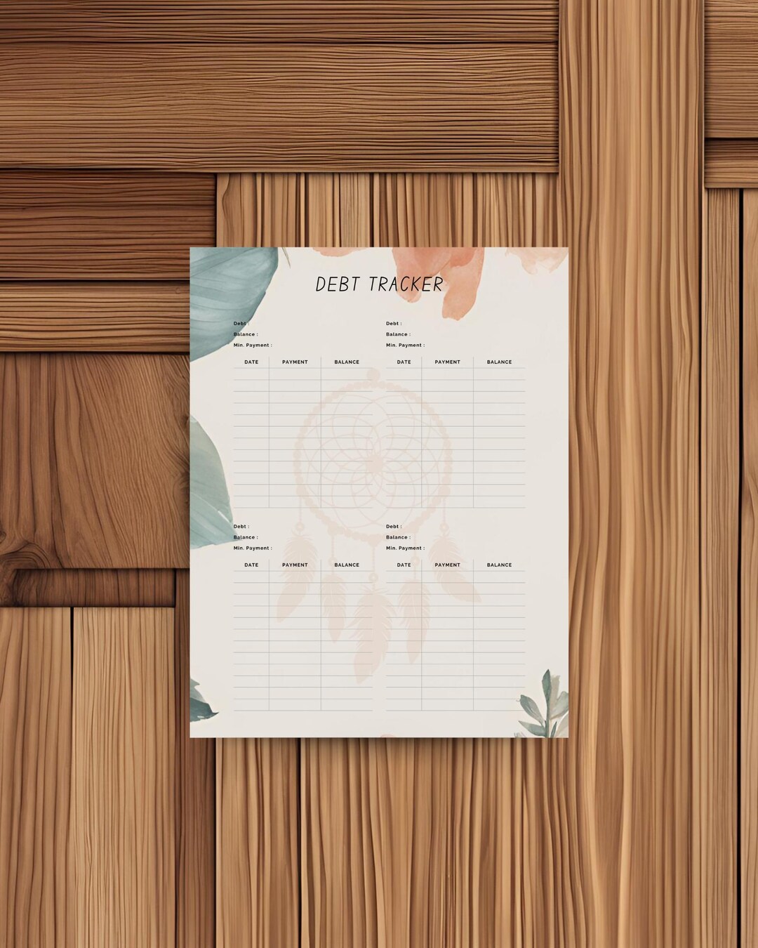 Boho Chic Debt Tracker Snowball Payoff Strategy Printable Forms Money ...