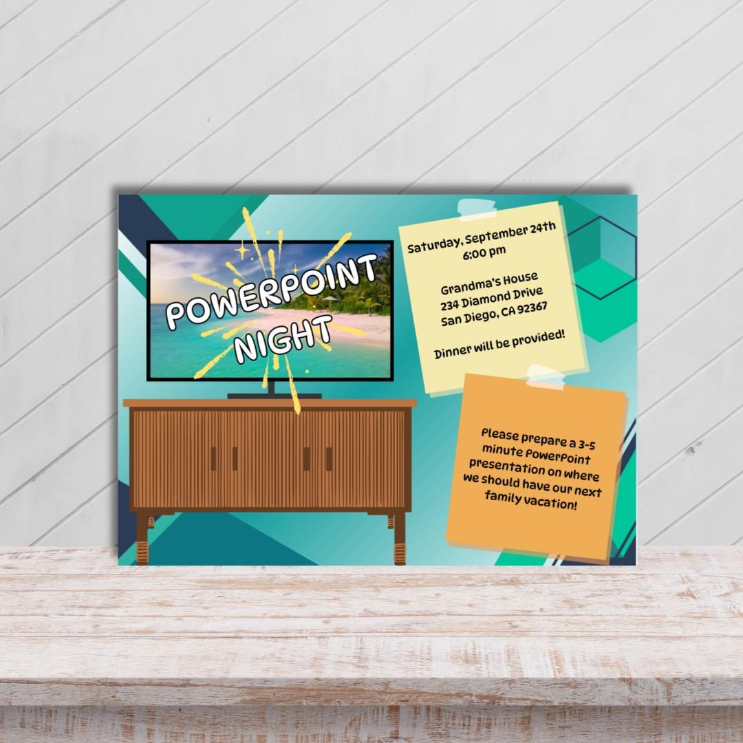 Powerpoint Night Invitation Customizable, Powerpoint Party Invite ...