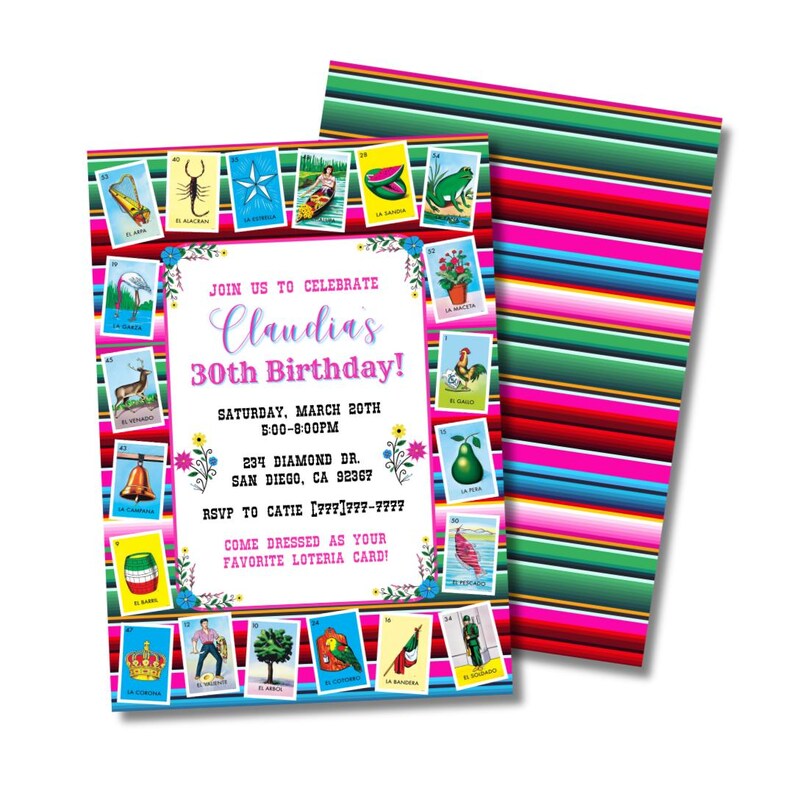 Invitación personalizable para fiesta de cumpleaños de lotería ...
