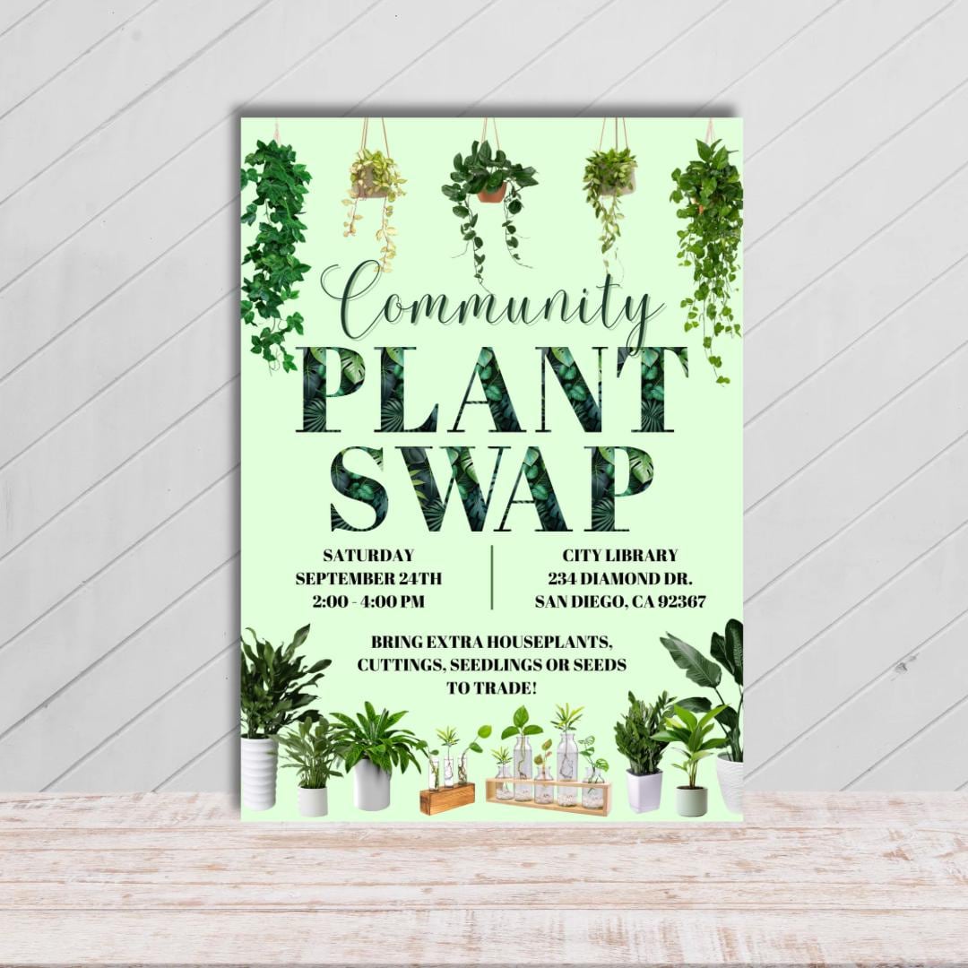Plant Swap Flyer Customizable Invitation, Plant Trade Editable Flyer ...