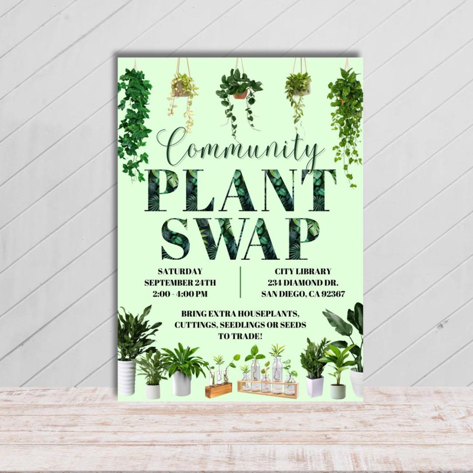 Plant Swap Flyer Customizable Invitation, Plant Trade Editable Flyer ...