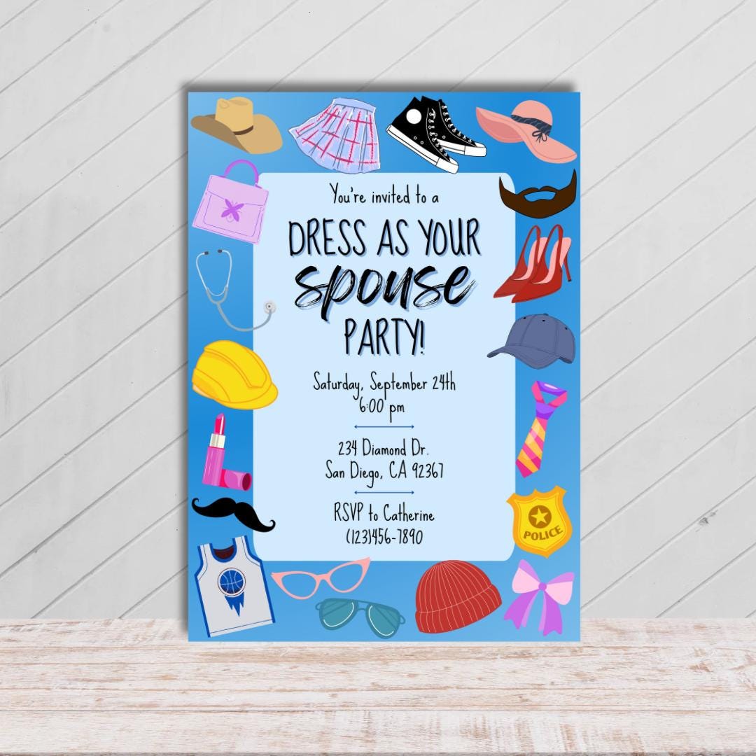 Dress as Your Spouse Party Invitation Customizable, Dress Like Your ...