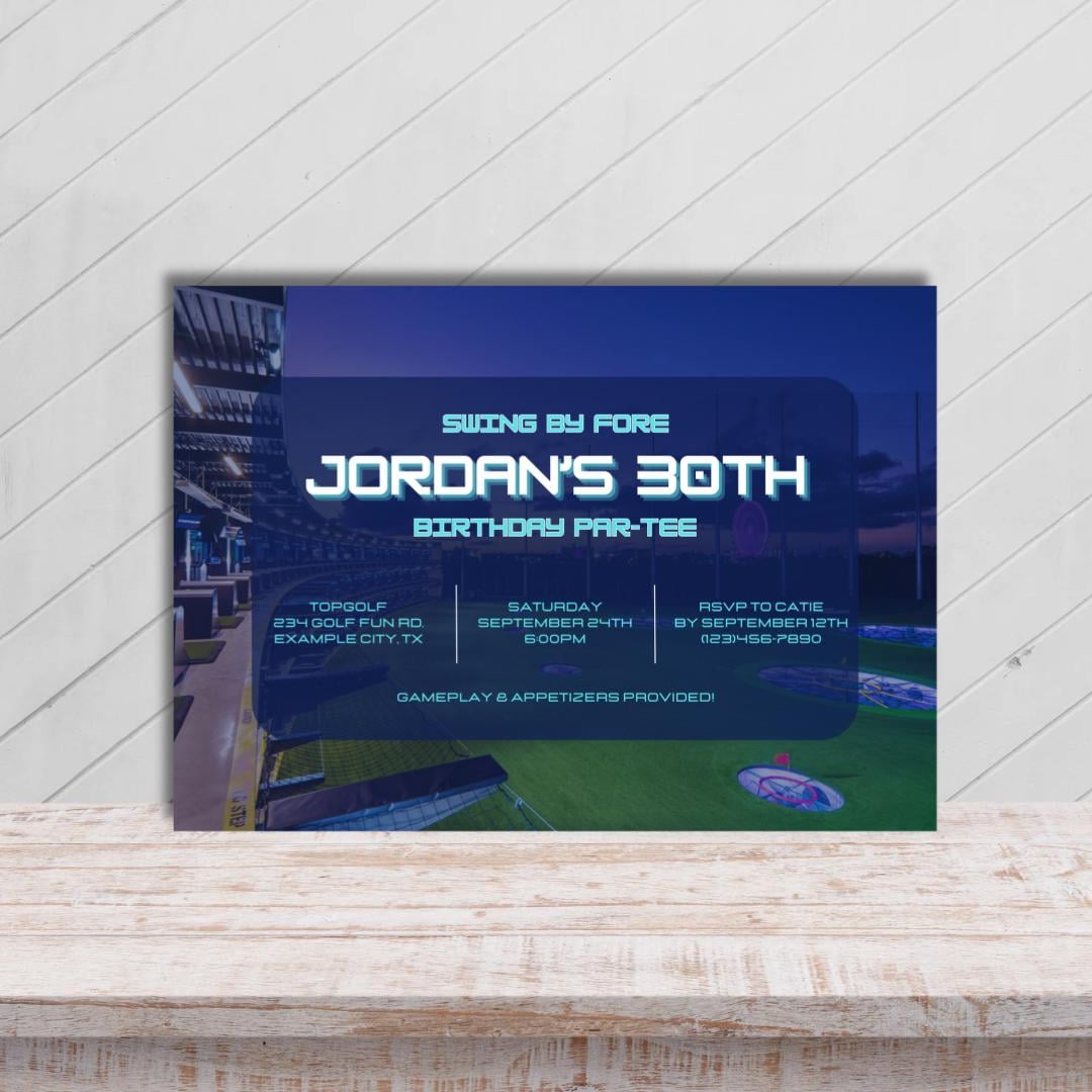 Topgolf Birthday Party Invitation, Customizable Digital File Golf ...