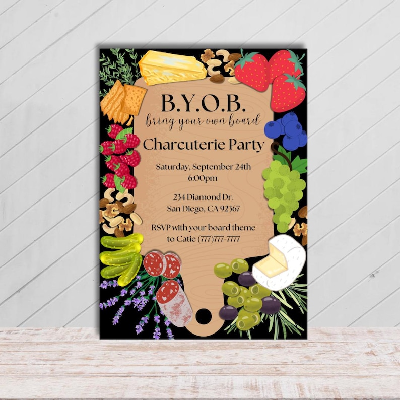 Charcuterie Board Party Customizable Invitation, Bring Your Own Board ...