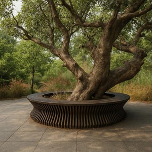 Round Wooden Tree Bench Free Delivery – Unique Outdoor Seating for ...