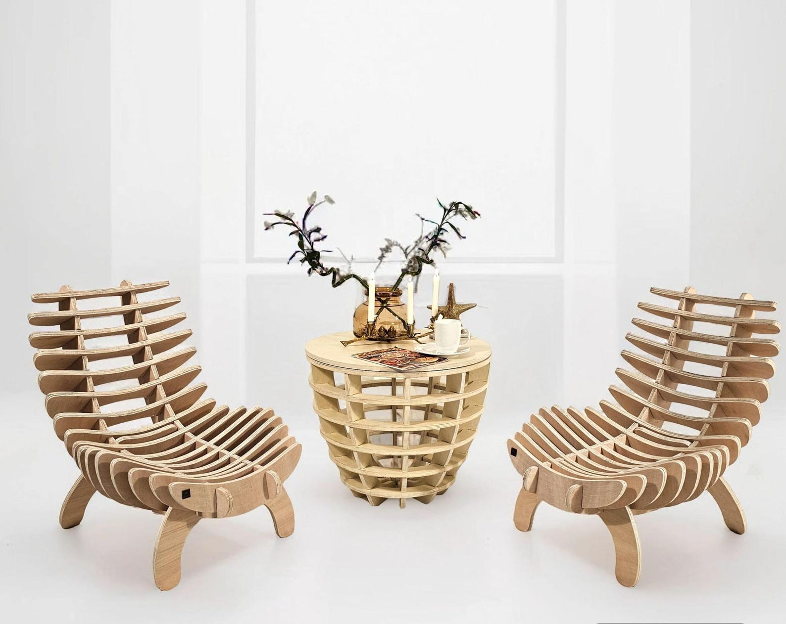 Whale Tail Chair Set With the Table two Person Set - Etsy