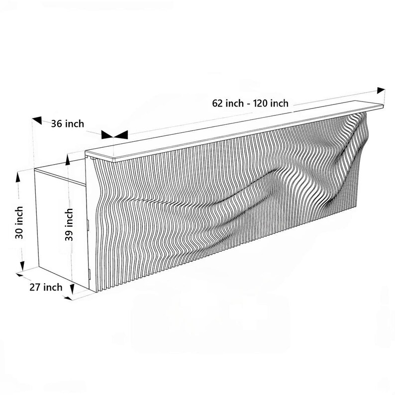 Bar Counter Made in the USA "waveform" - Etsy