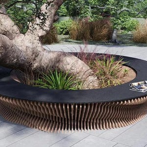 Round Wooden Tree Bench Free Delivery – Unique Outdoor Seating for ...