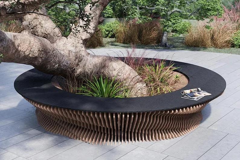 Round Wooden Tree Bench Free Delivery – Unique Outdoor Seating for ...