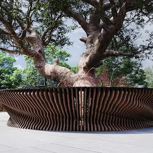 Round Wooden Tree Bench Free Delivery – Unique Outdoor Seating for ...