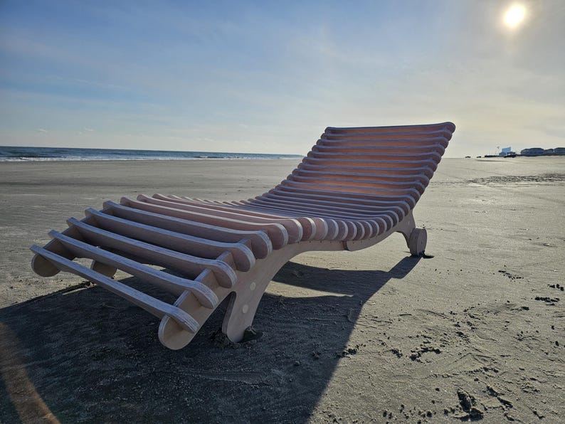 Outdoor Wooden Chaise Lounge "wave" (white) Free Delivery + Gift Chaise ...