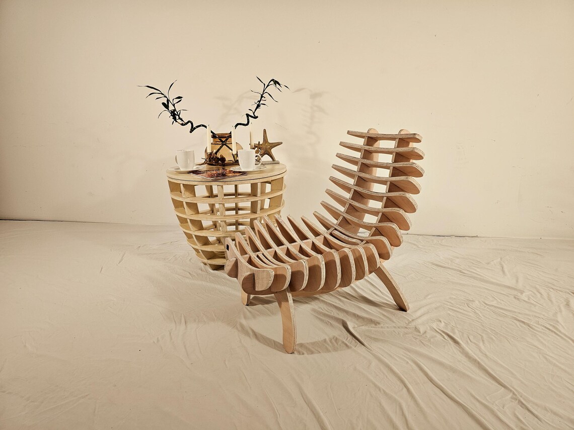 Whale Tail Chair With the Table one Person Set Outdoor Furniture Patio ...