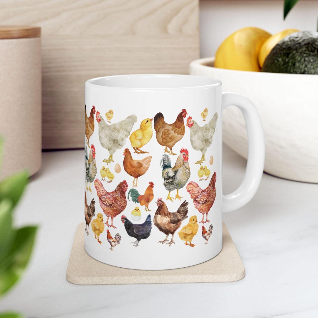 Chickens Coffee Mug, Cute Farm Animals Coffee Mug, Gift for Women Men ...