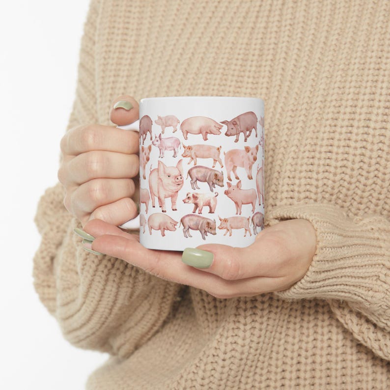 Pig Coffee Mug, Cute Farm Animals Coffee Mug, Gift for Women Men, Pigs ...