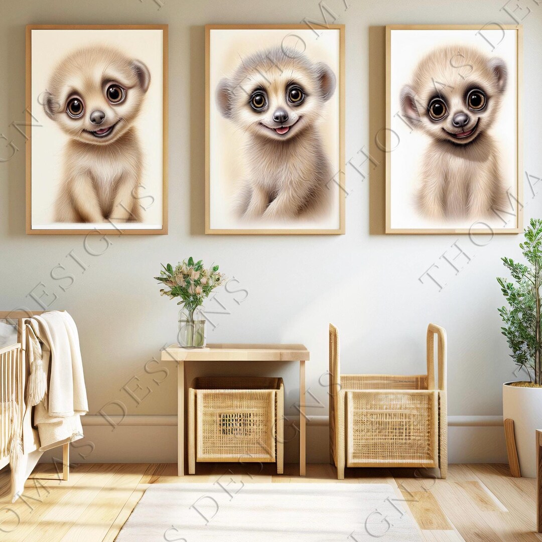 Cute Baby Meerkats,nursery Wall Art,safari Animal Print,children’s Room ...