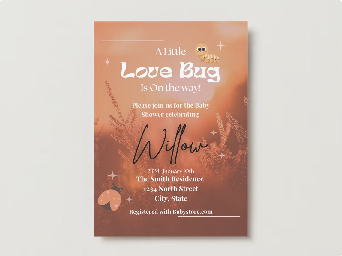 A Little Love Bug is on the Way, Baby Shower Invites and Welcome Sign ...
