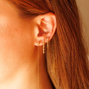 14k Gold Filled Chain Dangle Earrings, Long Shoulder Duster, Minimal ...