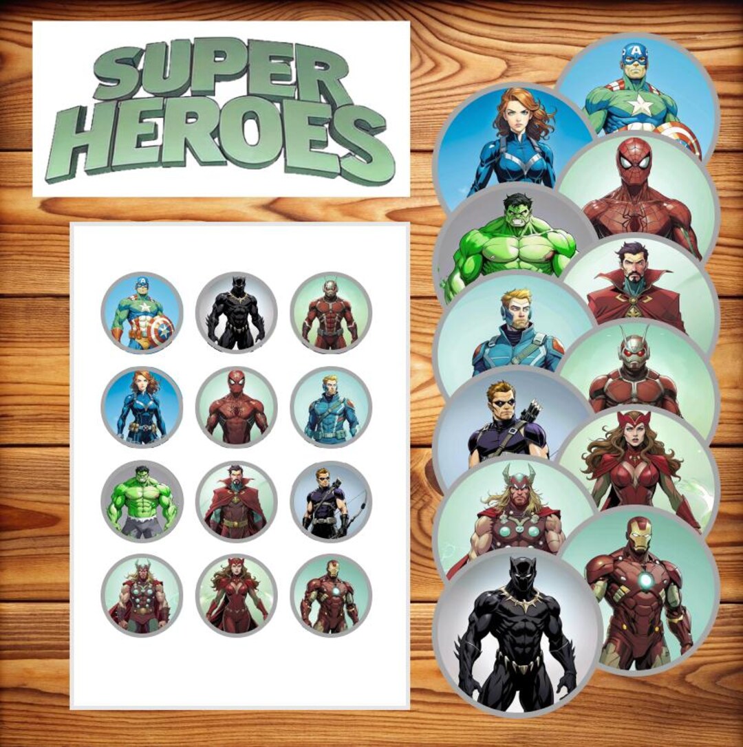 Avengers Super Heroes 2.3 Inch Cupcake Topper Printable Digital File ...
