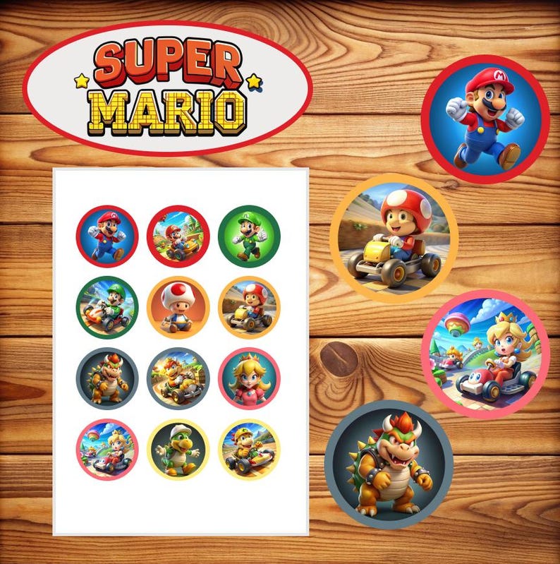 Super Mario Cupcake Toppers 2.3-inch Printable Toppers Mario Party ...