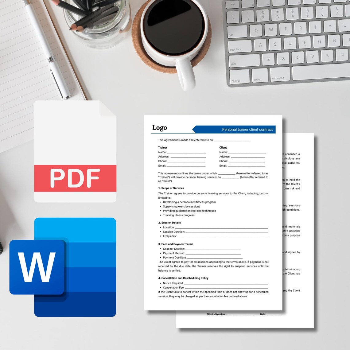 Editable Personal Trainer Client Contract Template - Customizable ...