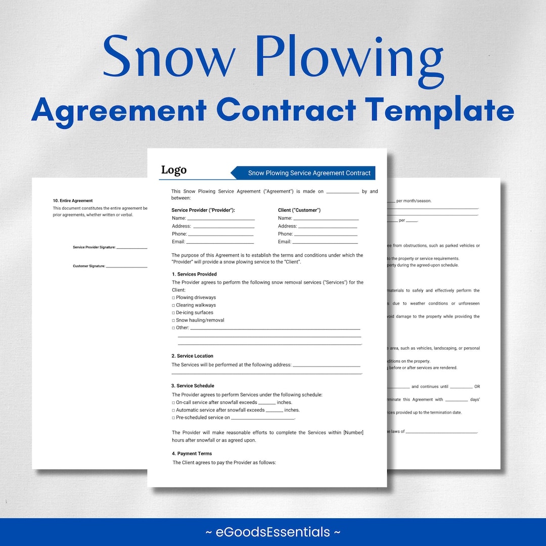 Editable Snow Plowing Service Agreement Template (canva, PDF & Word ...