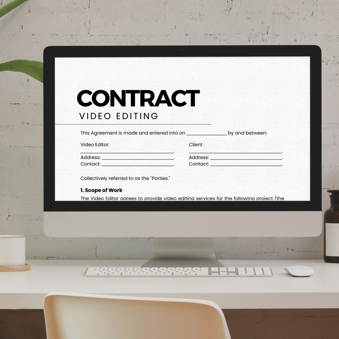 Editable Video Editing Contract Template - Freelance Video Editor ...