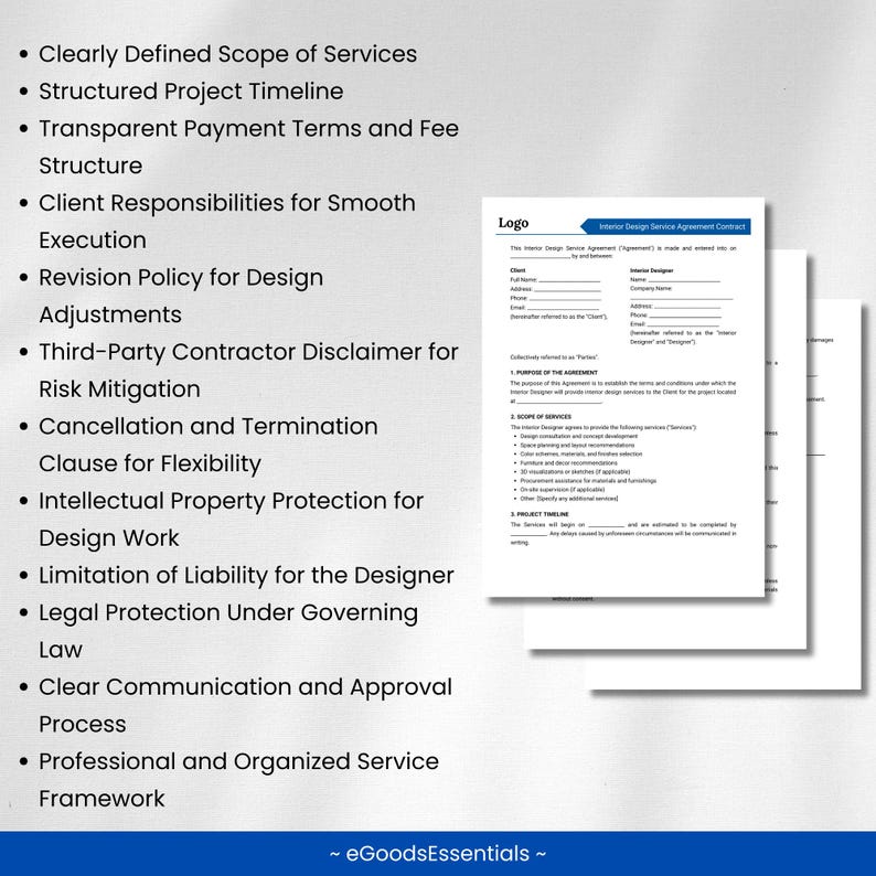 Interior Design Contract Template | Editable in Canva, PDF & Word ...