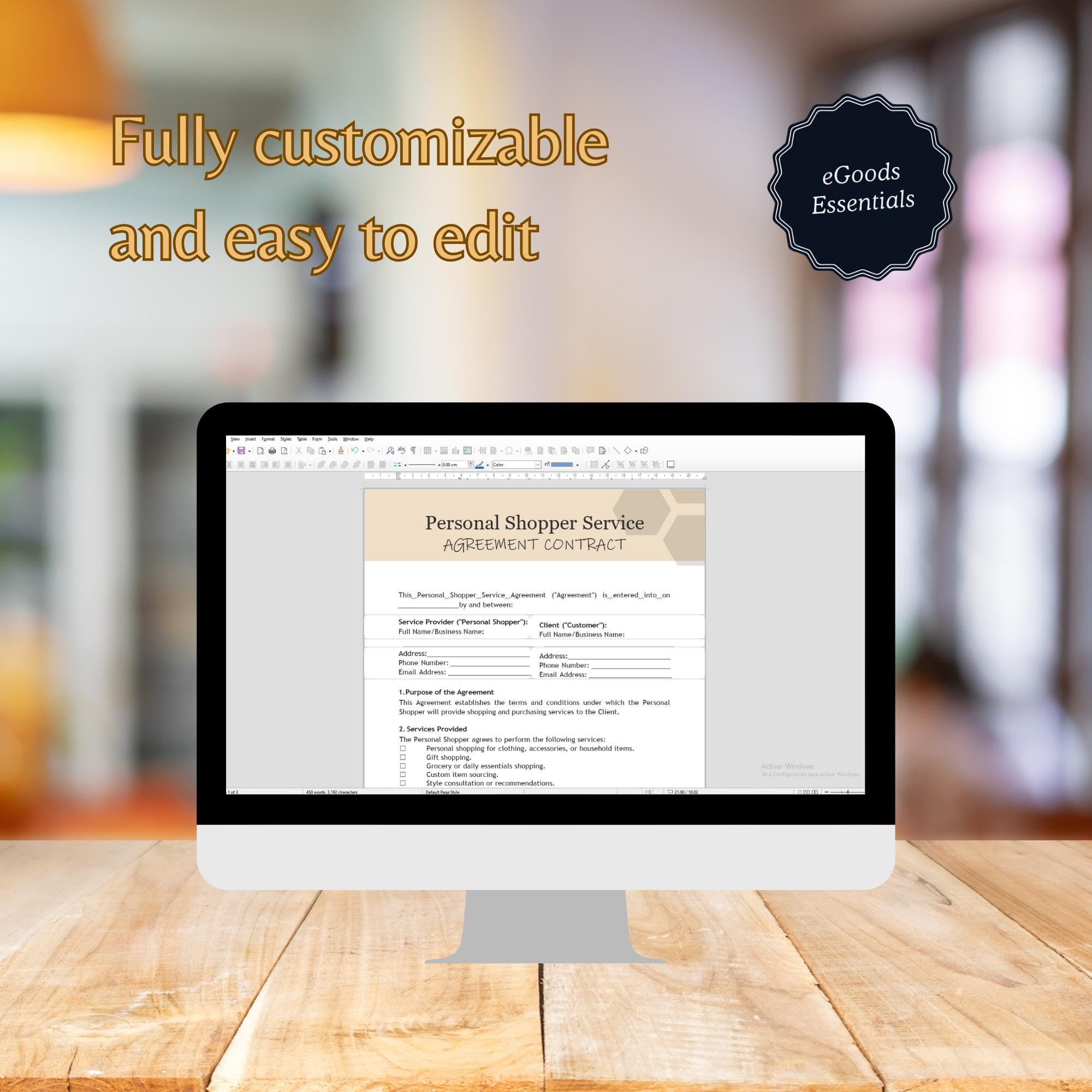 Editable Personal Shopper Service Agreement Template (PDF & Word) - Etsy