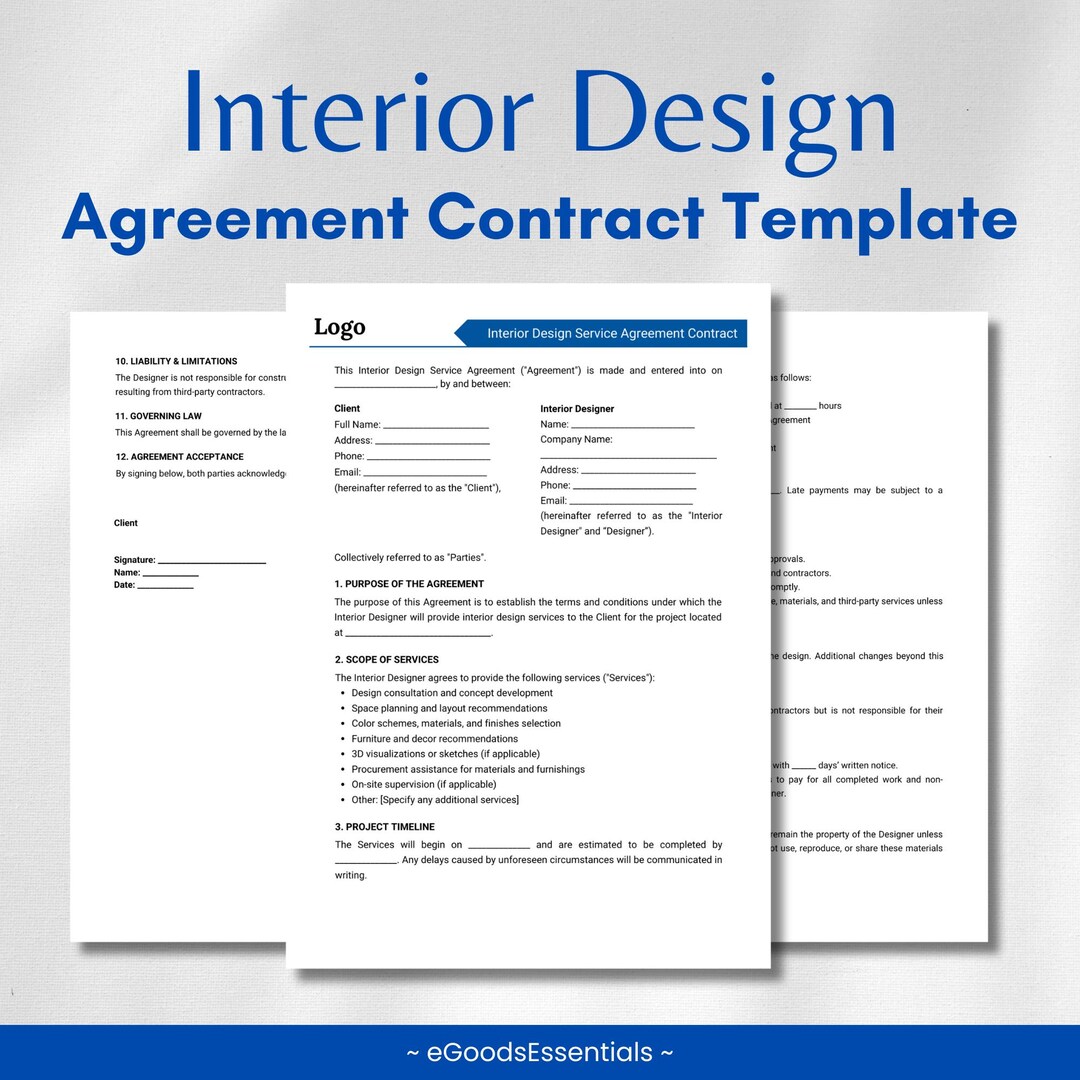Editable Interior Design Service Agreement Contract Template ...