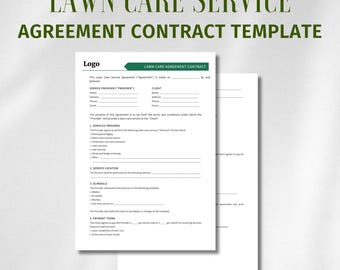 Lawn Care Contract, Lawncare Agreement Template - Word & Google Docs - Instant Download ...