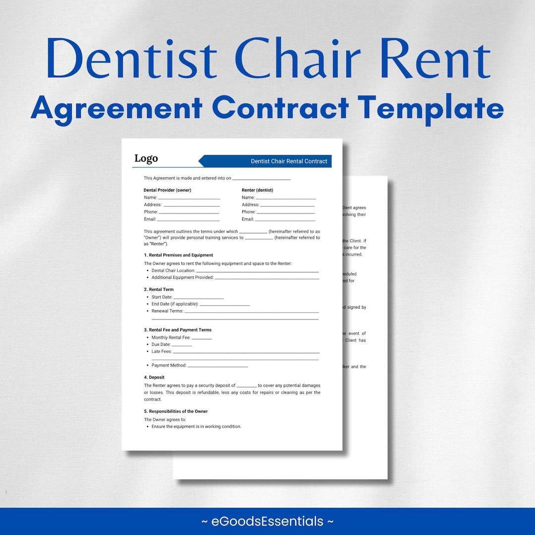 Editable Dentist Chair Rental Contract Template (PDF & Word Files) - Etsy