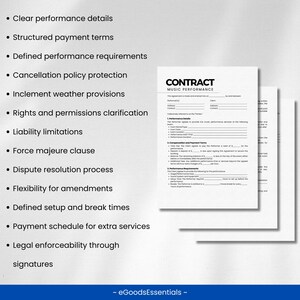 Editable Music Performance Contract Template - Live Show Agreement for ...